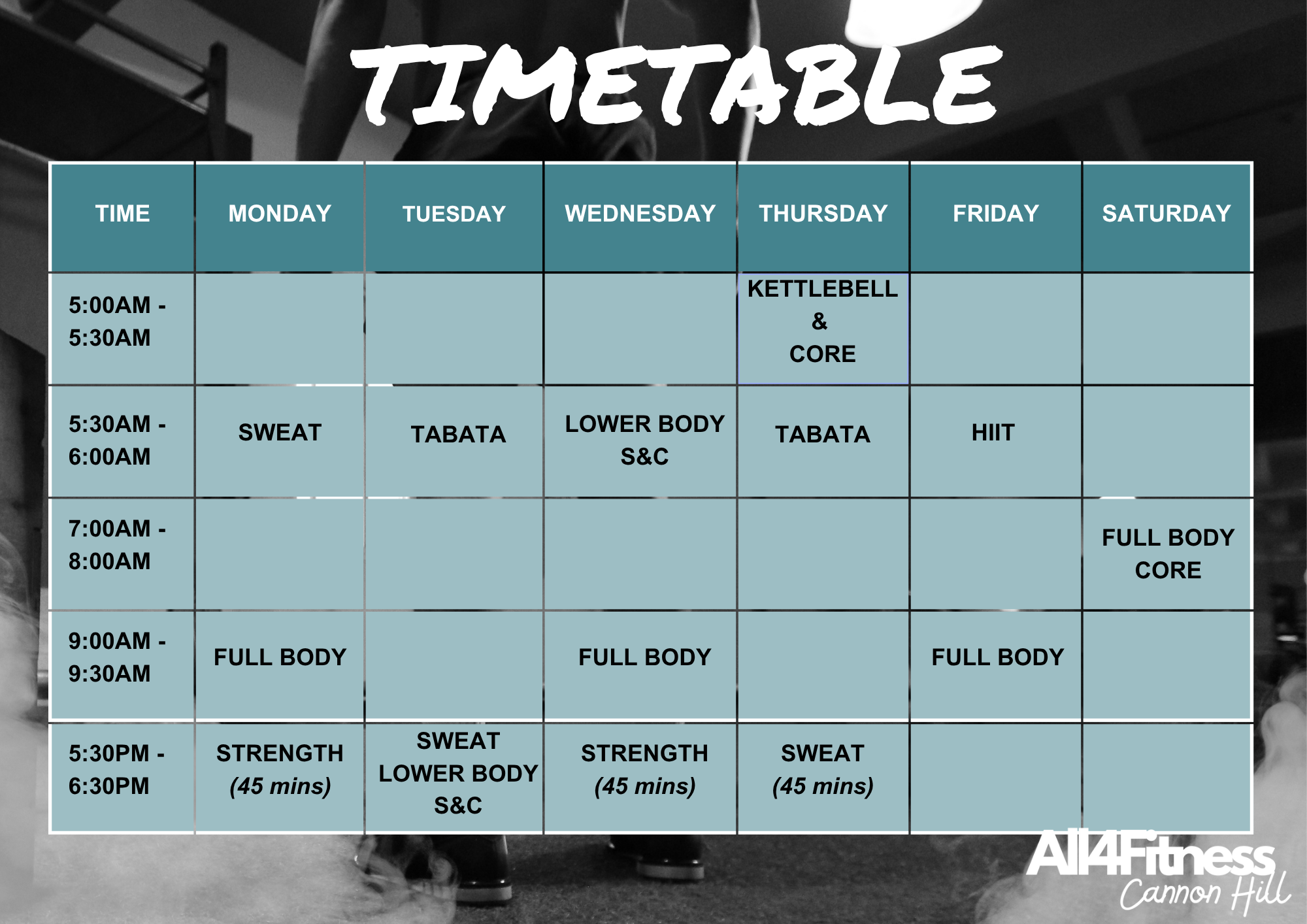Our Classes | ALL 4 Fitness Gym, Cannon Hill